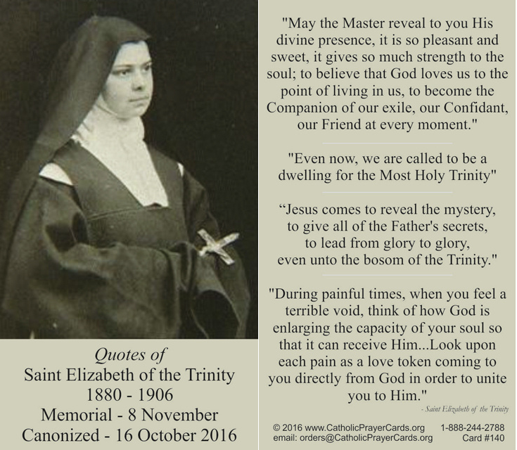 Saint Elizabeth of the Trinity Prayer Card – Catholic Book & Gift Store