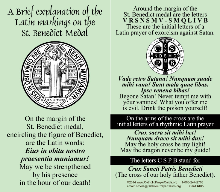 St. Benedict Medal Prayer Card – Catholic Book & Gift Store St. Benedict Medal Prayer Card – Catholic Book & Gift Store