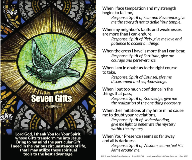 Gifts of the Holy Spirit Prayer Card - Large – Catholic Book & Gift Store