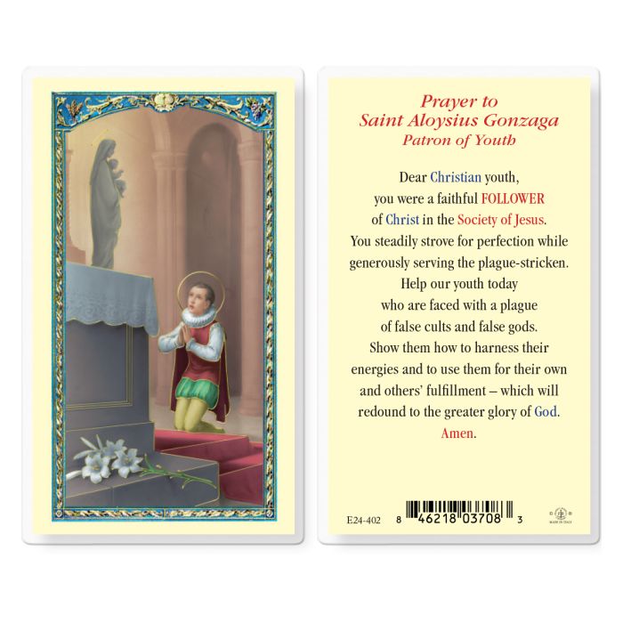 Prayer to Saint Aloysius Gonzaga Prayer Card – Catholic Book & Gift Store