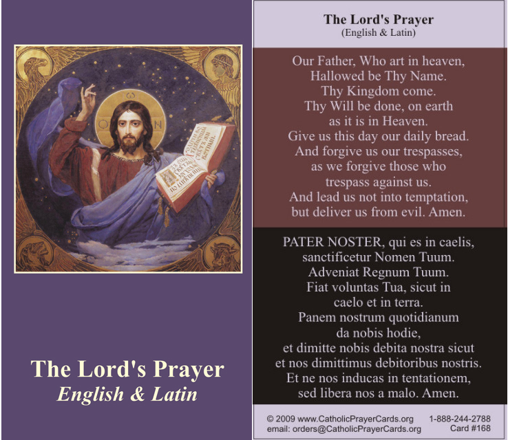 BILINGUAL - Our Father Prayer Card (Latin/English) – Catholic Book ...