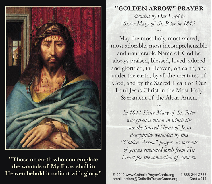 Golden Arrow / Holy Face Prayer Card – Catholic Book & Gift Store