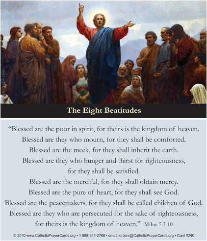 The Eight Beatitudes Prayer Card – Catholic Book & Gift Store