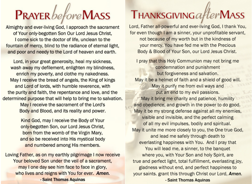 Prayer Before & After Mass – Catholic Book & Gift Store