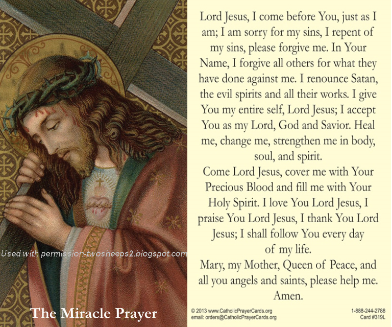 Miracle Prayer Card (Large version) – Catholic Book & Gift Store
