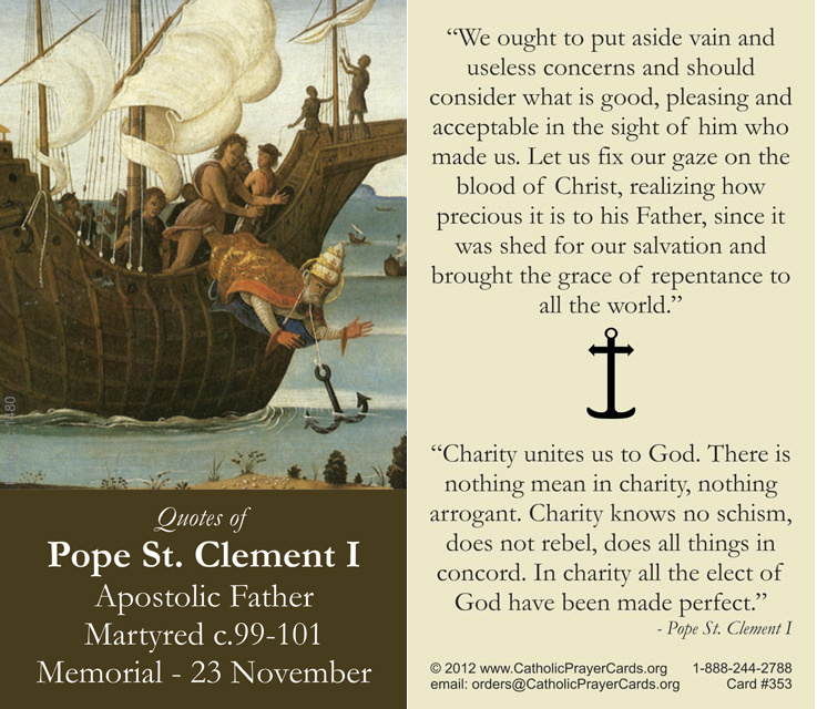 Pope St. Clement I Prayer Card – Catholic Book & Gift Store