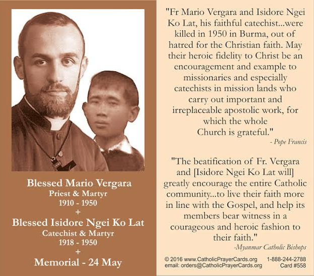 Blessed Mario Vergara and Blessed Isidore Ngei Ko Lat Prayer Card ...