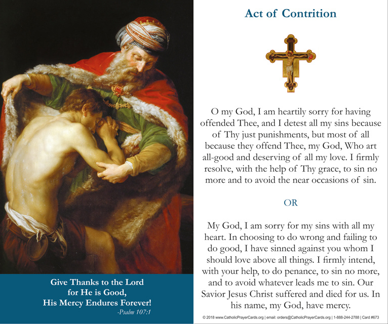 Act of Contrition 2 Version Prayer Card – Catholic Book & Gift Store