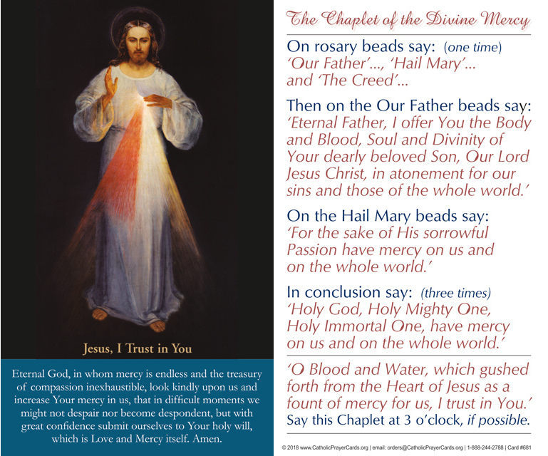 Large Print Divine Mercy Prayer Card – Catholic Book & Gift Store
