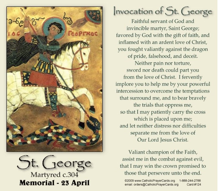 St. George Prayer Card – Catholic Book & Gift Store