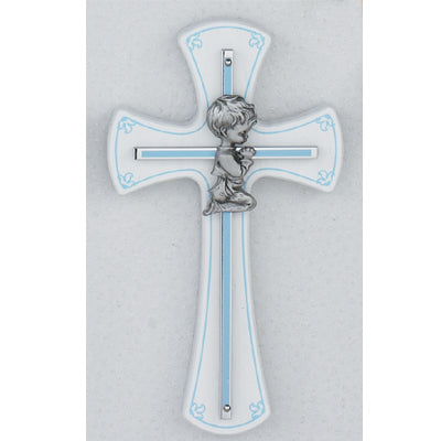7" BOY CROSS ON WHITE WOOD - 73-10 – Catholic Book & Gift Store