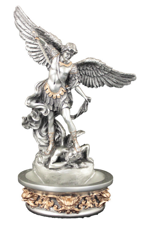 8" ST MICHAEL FONT, PEWTER STYLE - SR-76788-PE – Catholic Book & Gift Store